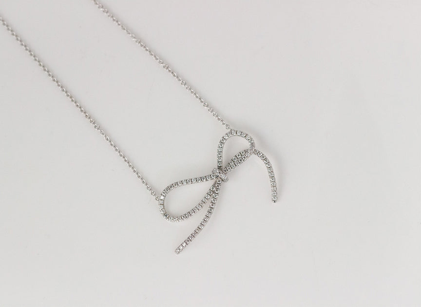 Pave Diamond Bow Pendant | 18K White Gold – Robert Chavira Inc